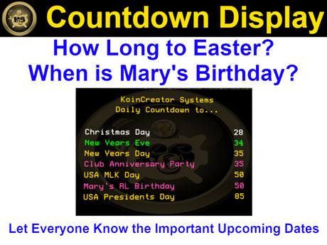 Second Life Marketplace - Countdown Display Board