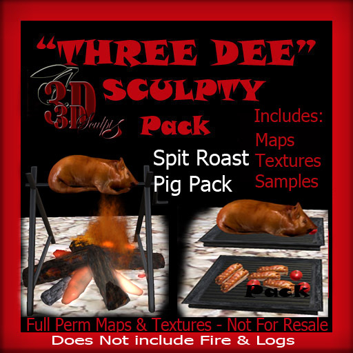 Second Life Marketplace - "Three Dee " Pig & Spit Sculpty Pack