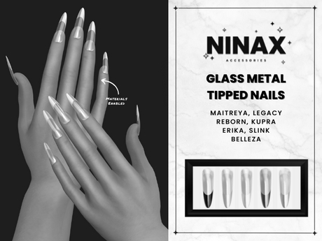 Second Life Marketplace - NinaX: Glass Metal Tipped Nails - DEMO