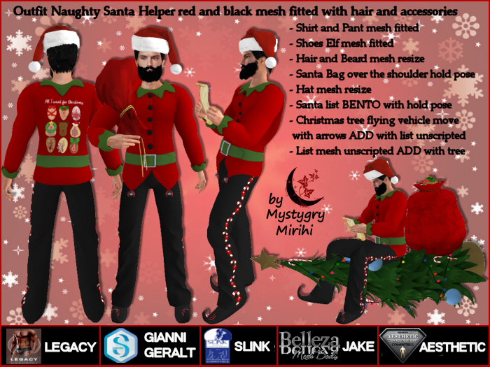 Second Life Marketplace - Outfit naughty Santa Helper red black mesh ...