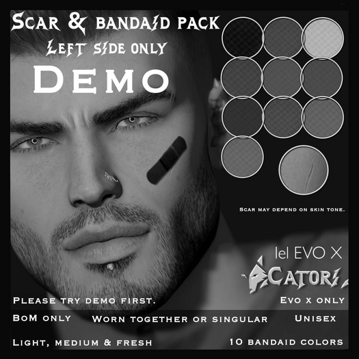 Second Life Marketplace - .catori. evo x left scar & bandaid pack {BoM ...