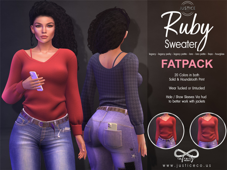 Second Life Marketplace - [JUSTICE] RUBY SWEATER - FATPACK