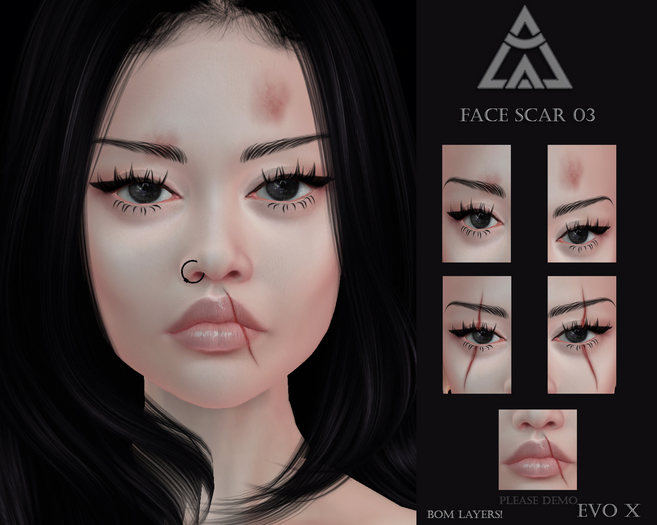 Second Life Marketplace - LAL-FACE SCAR 03 LEL EVO X BOM ONLY