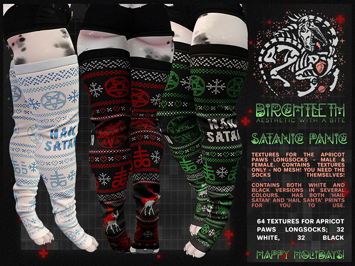 Second Life Marketplace - [.birchteeth.] satanic panic - knit sock textures