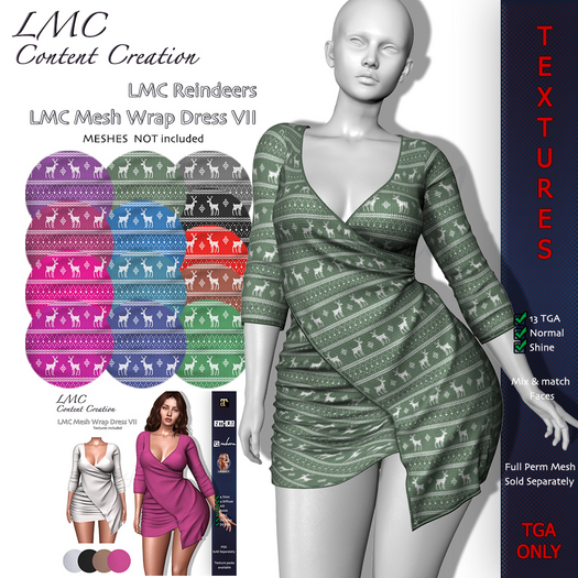 Second Life Marketplace - LMC TGA - Reindeer - Texture for the LMC Wrap ...