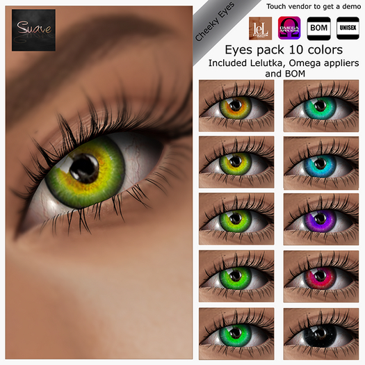 Second Life Marketplace - *{Suave}* Eyes Cheeky pack 10 colors BOX