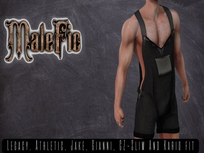Second Life Marketplace - !!MaleFic Overalls Amano- Black