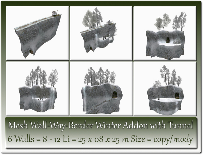 Second Life Marketplace - Land Wall Way Border(winter addon)6x 8-12 Li ...