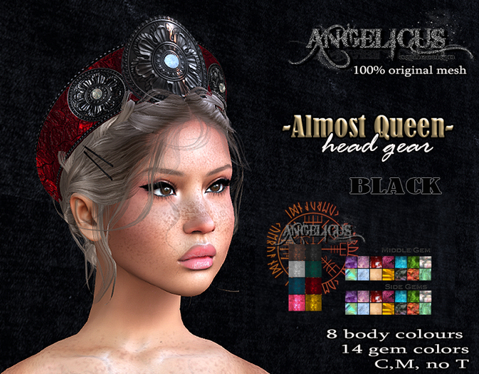 Second Life Marketplace - ::ANGELICUS:: Head gear -Almost Queen- (BLACK)