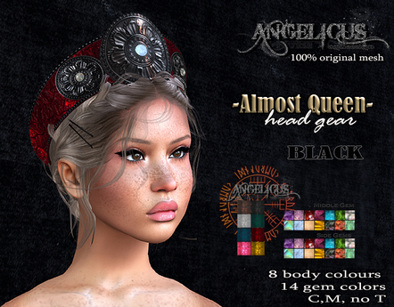 Second Life Marketplace - ::ANGELICUS:: Head gear -Almost Queen- (BLACK)
