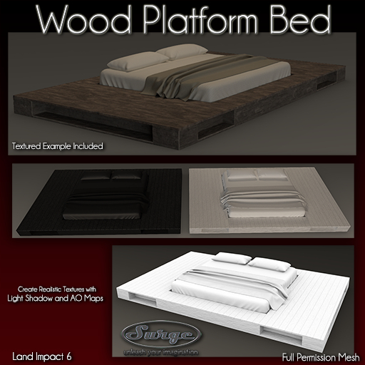 Second Life Marketplace - Wood Platform Bed