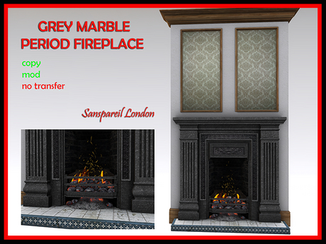 Second Life Marketplace - Period Fire With Chimney - Grey Marble