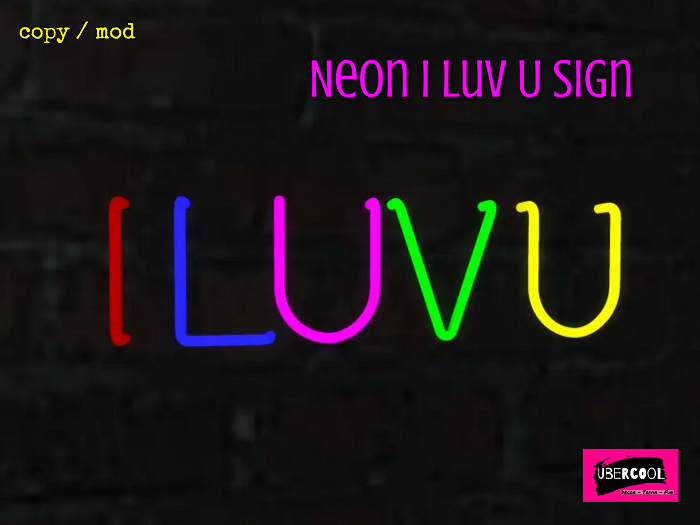 Second Life Marketplace - *uC* I Luv U Neon Sign