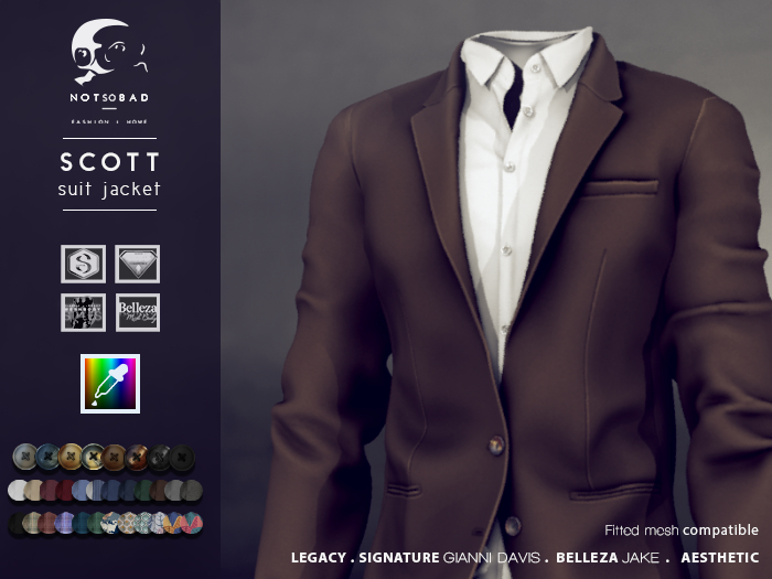 Second Life Marketplace - not so bad . mesh . SCOTT suit jacket . coffee