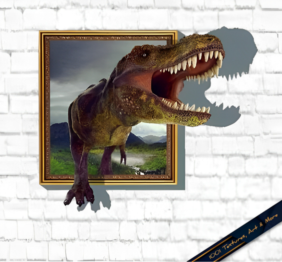 Second Life Marketplace - Out of Frame T-Rex Wall Decal Full Perm