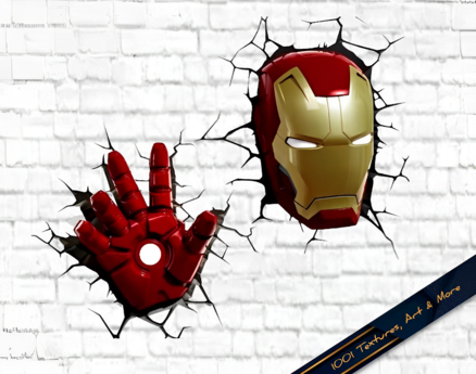 Second Life Marketplace - Out of Wall Iron Man Head Wall Decal