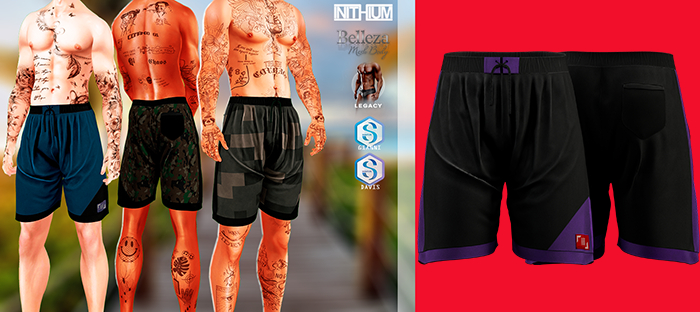 Second Life Marketplace - MAZA/ BoardShort Adan/ BLACK-Purple