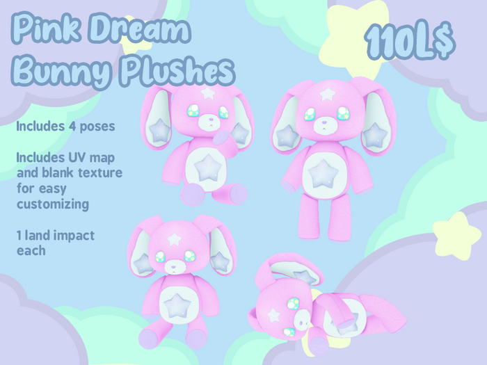 Second Life Marketplace - Liminality- Pink Dream Bunny Plushes