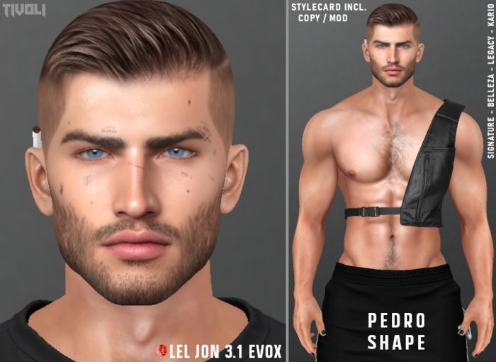Second Life Marketplace - -Tivoli inc - Pedro Shape for lelutka Jon 3.1 ...