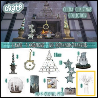 Second Life Marketplace - crate Cheery Christmas Collection 8 Acorn Vase