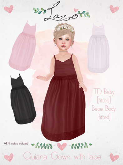 Second Life Marketplace - ~Lazo - Quiana Gown w lace - FATPACK