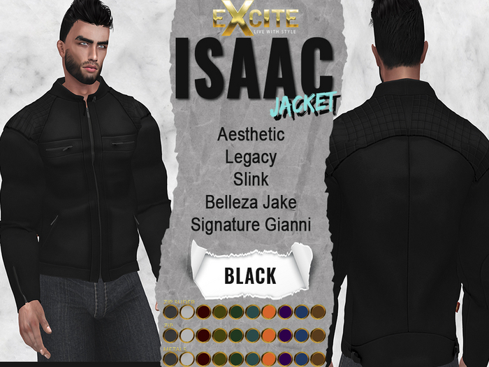 Second Life Marketplace - Excite Isaac Jacket Black