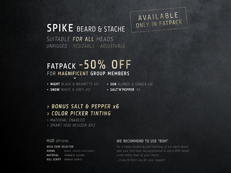 Second Life Marketplace - [MAGNIFICENT] DEMO SPIKE Beard & Stache