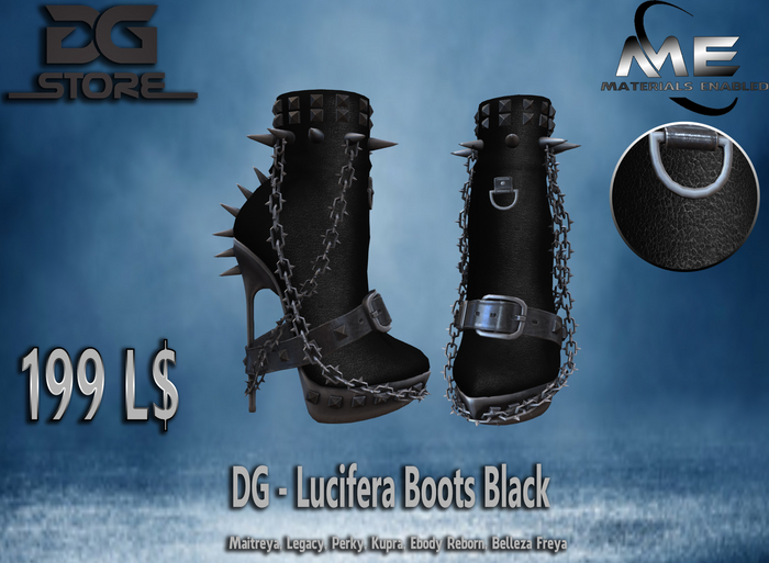 Second Life Marketplace - DG - Lucifera Boots - Black - Unpacker