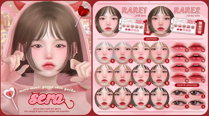Second Life Marketplace - more more. sera skin gacha_20 (genus) (box)