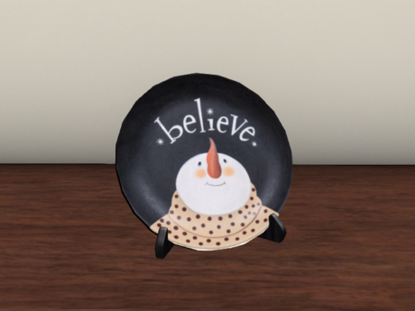 Second Life Marketplace - Primitive Plate - Believe Snowman Plate & Holder