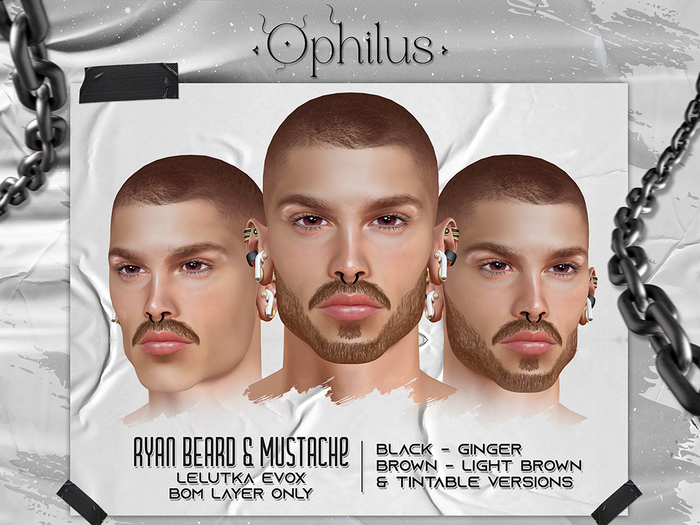 Second Life Marketplace - - Ophilus - Ryan Beard & Mustache Gift (Lel ...