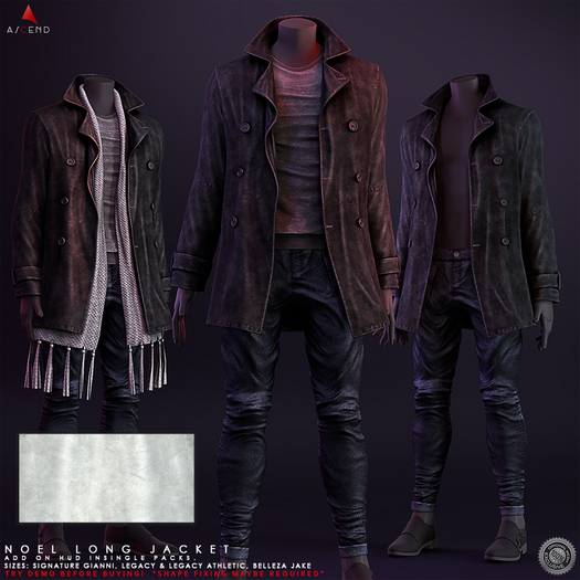 Second Life Marketplace - //Ascend// Noel Long Jacket - White Pearl