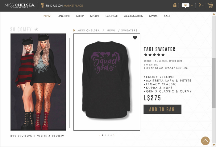 Second Life Marketplace - .miss chelsea. Tabi Sweater Squad