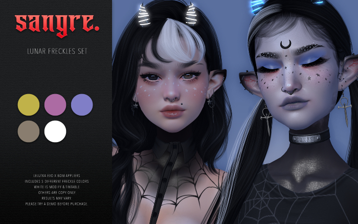 Second Life Marketplace - {sangre.} Lunar Freckles Set