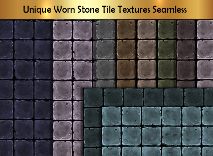 Second Life Marketplace - Unique Worn Stone Tile Textures Seamless