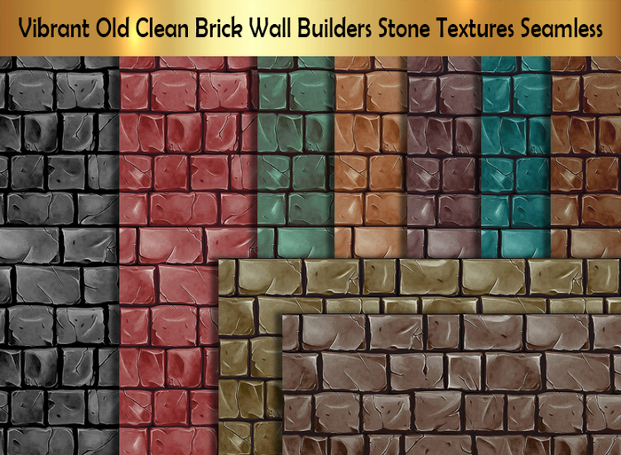 Second Life Marketplace - Vibrant Old Clean Brick Wall Builders Stone Textures Seamless