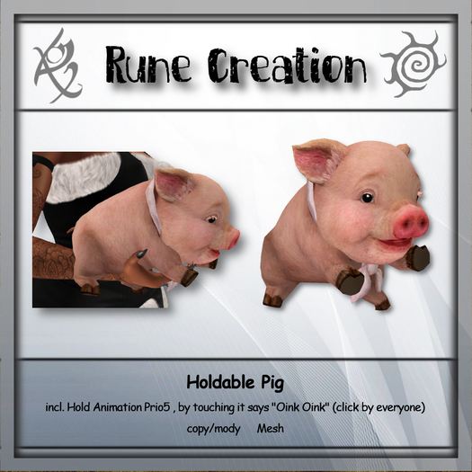 Second Life Marketplace - *RC* - Holdable Pig [wear]