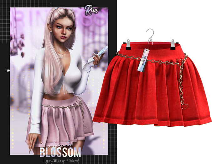 Second Life Marketplace - Blossom// #9 Red - Rue Skirt