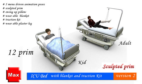 Second Life Marketplace - ICU Hospital Bed [copy /mod]