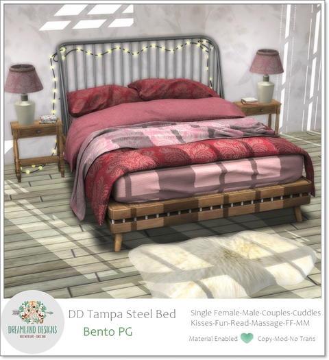 Second Life Marketplace - DD Tampa Steel Bed-PG Red /ADD