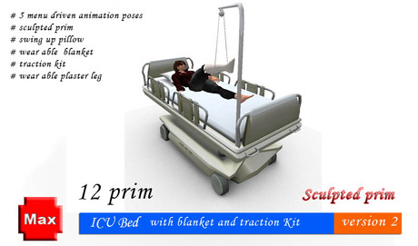 Second Life Marketplace - ICU Hospital Bed [copy /mod]