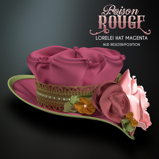Second Life Marketplace - POISON ROUGE Lorelei Hat Magenta