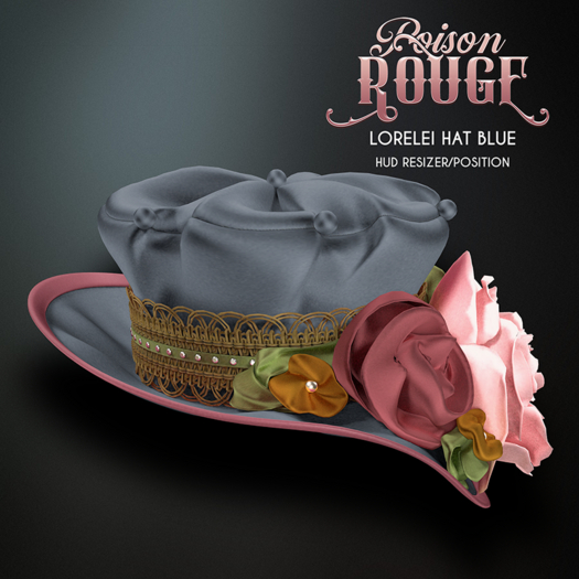 Second Life Marketplace - POISON ROUGE Lorelei Hat Blue