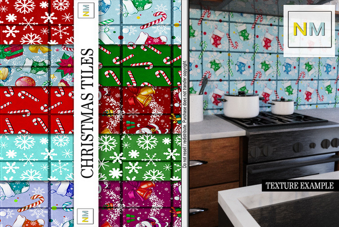 Second Life Marketplace - Christmas Tiles 10 Seamless Builders Textures NM