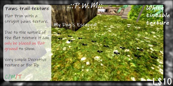 Second Life Marketplace - [ PWM ] Paws trail texture [BOXED]