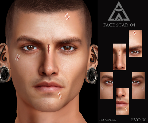 Second Life Marketplace - LAL-FACE SCAR V4 MALE LELUTKA EVO X BOM ONLY