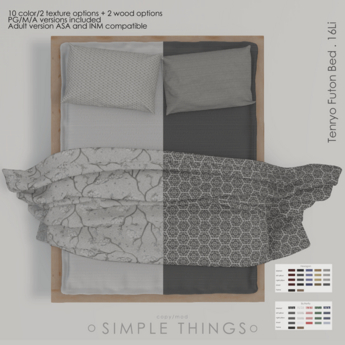 Second Life Marketplace - SimpleThings - Tenryo Futon Bed Complete Set