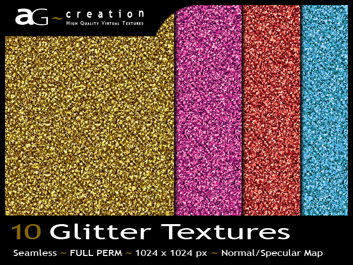 Second Life Marketplace - ~AG~ Creation ~ 10 Glitter Textures Full Perm