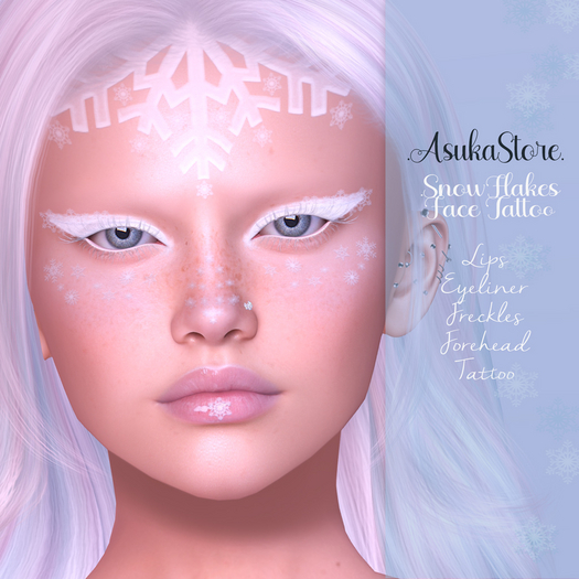 Second Life Marketplace - .AsukaStore. SnowFlakes Face Tattoo (BOM ...