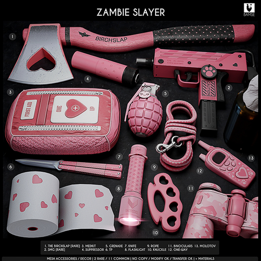 Second Life Marketplace - 2. BAMSE : Zambie Slayer - SMG RARE - Pink ...